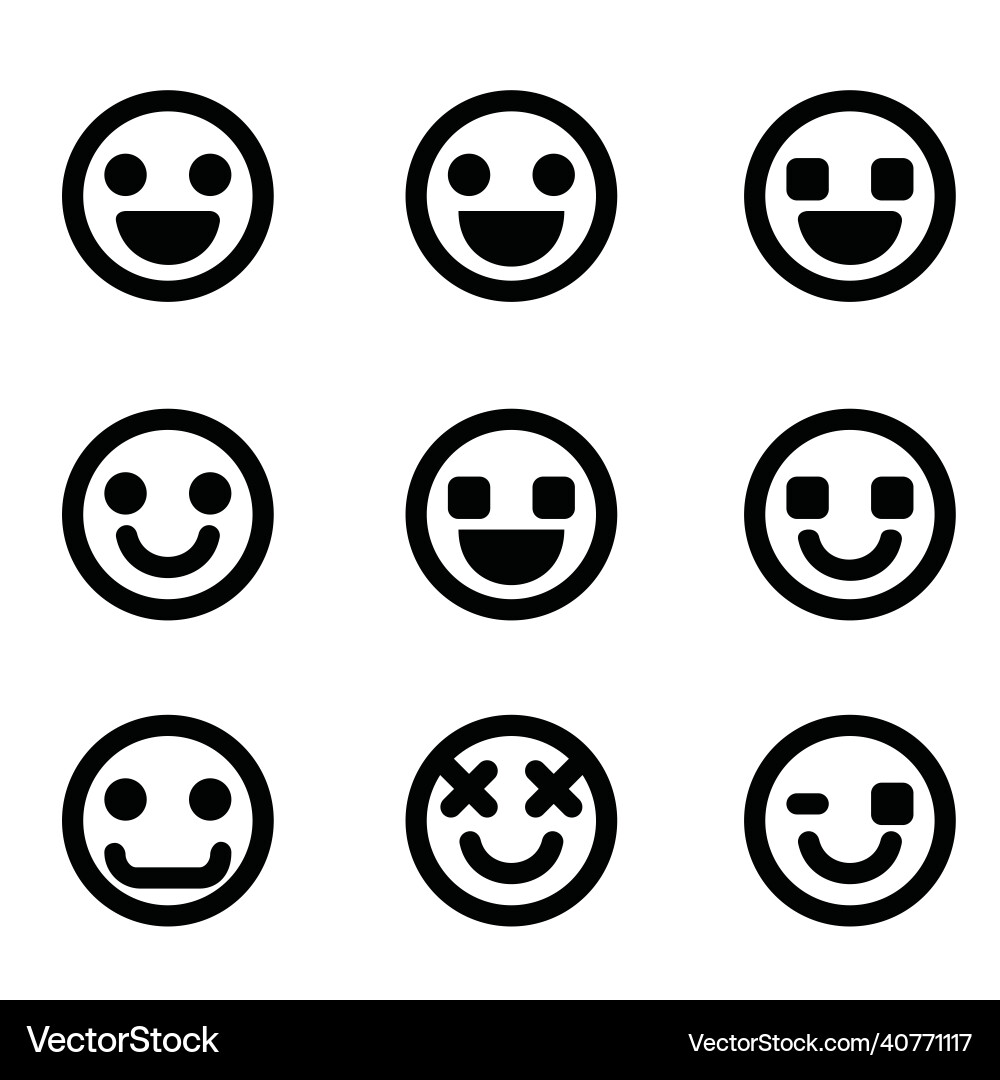 Smile icon set emoticon Royalty Free Vector Image