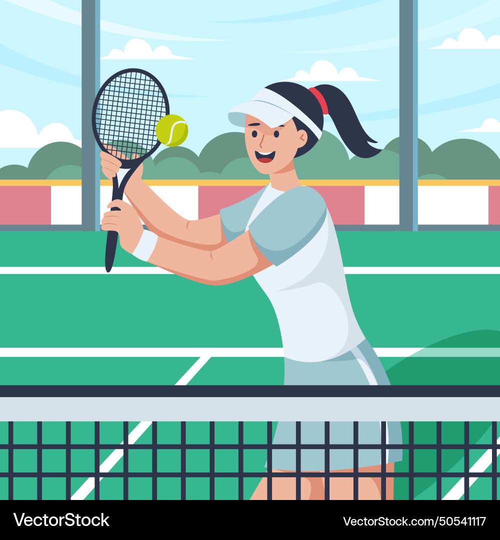 Sport tennis flat design Royalty Free Vector Image
