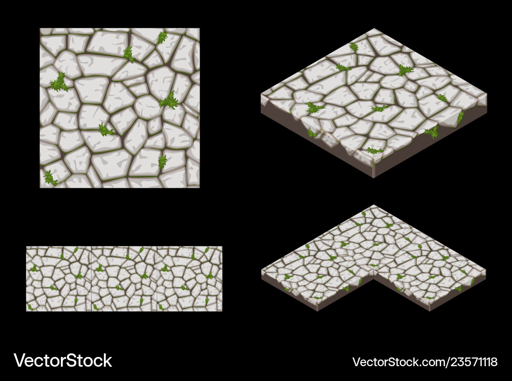 2d and isometric ground seamless tile texture Vector Image