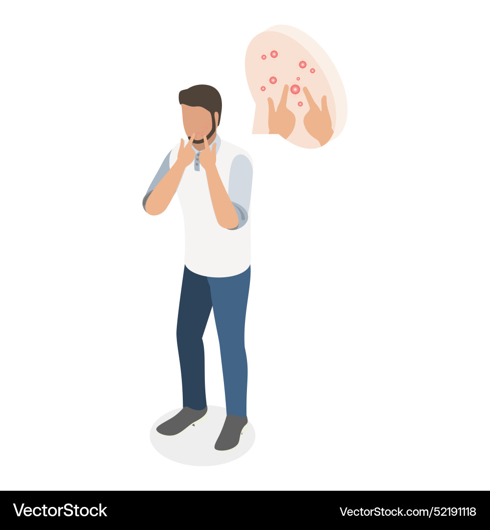 3d isometric flat of men acne Royalty Free Vector Image