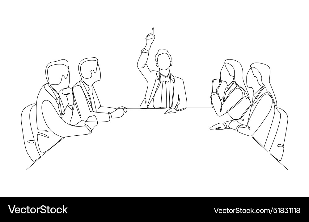 Businessman pointing finger up during meeting Vector Image
