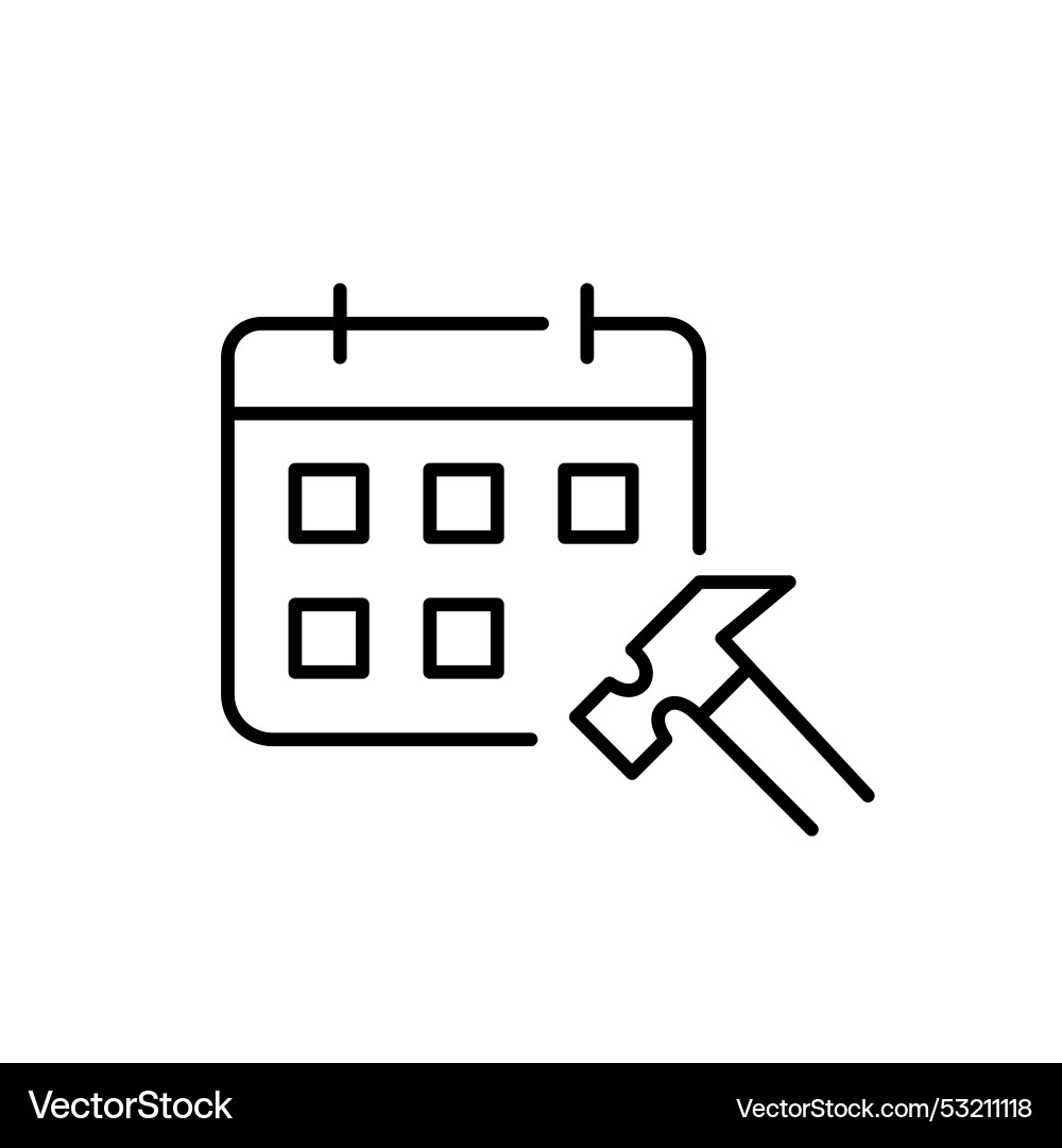 Calendar and hammer construction deadline Vector Image