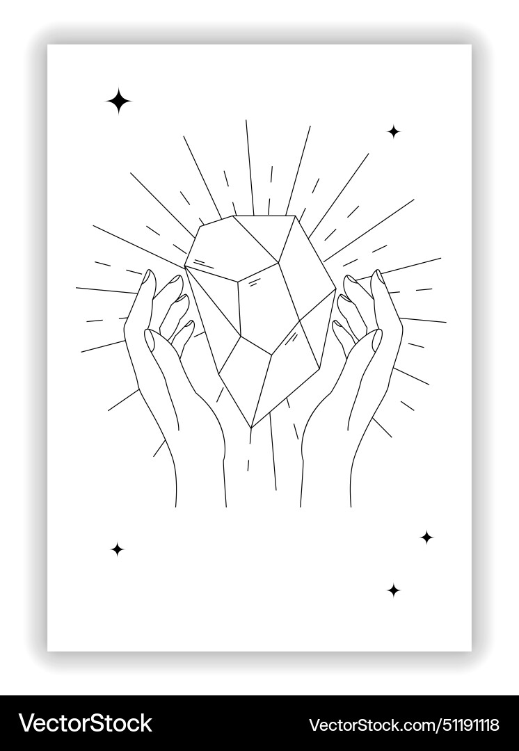 Crystal in hands brilliant diamond shiny Vector Image