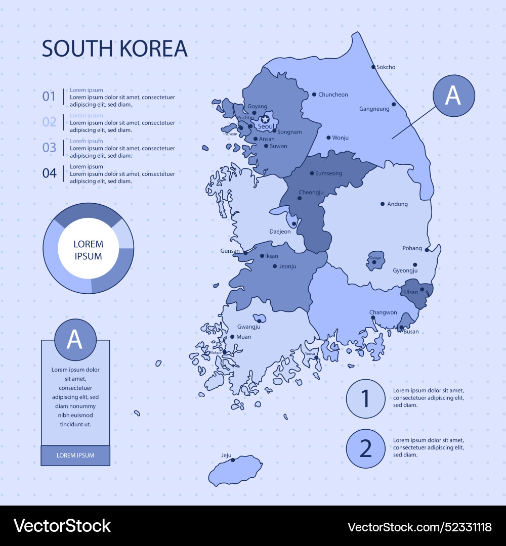 Hand drawn south korea map Royalty Free Vector Image