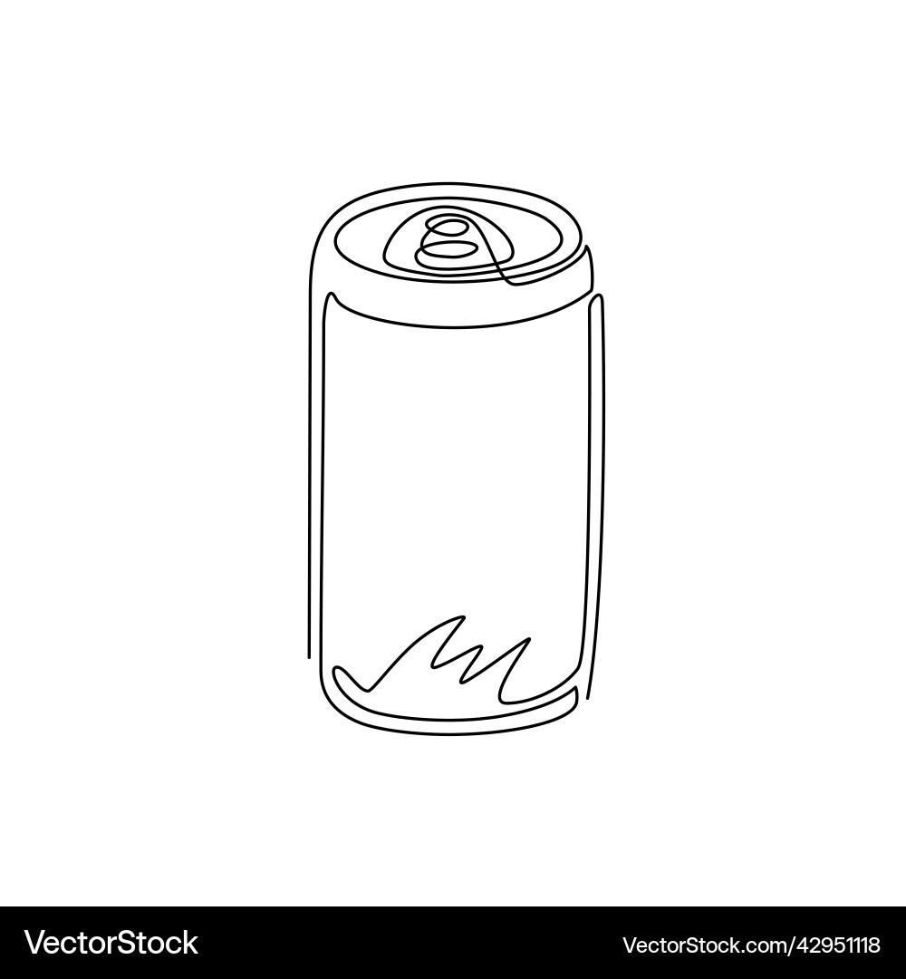 Single continuous line drawing soda aluminum can Vector Image