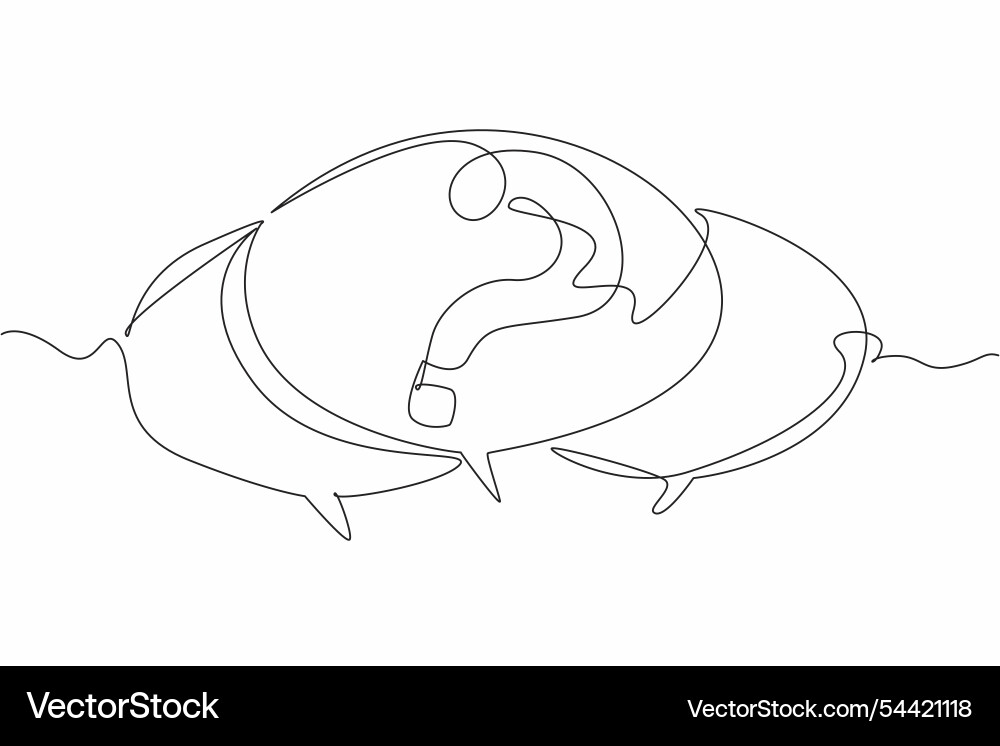 Single line drawing of callouts with question Vector Image