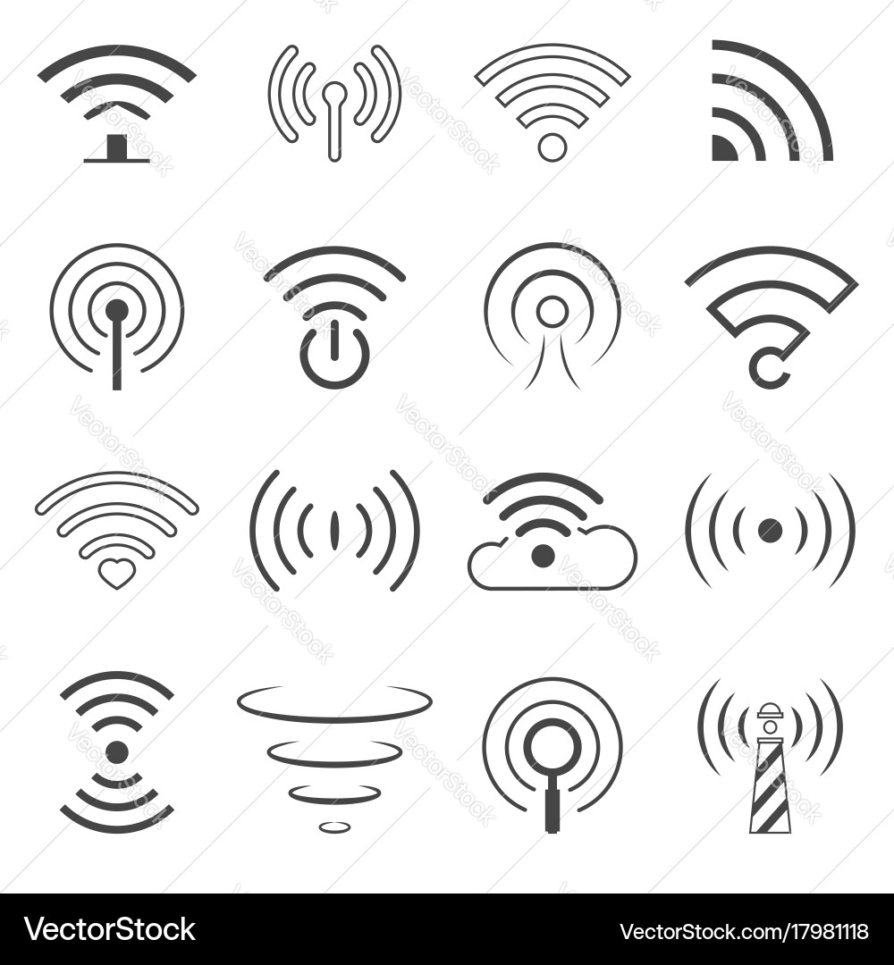 Wifi logo elements wireless technology Royalty Free Vector