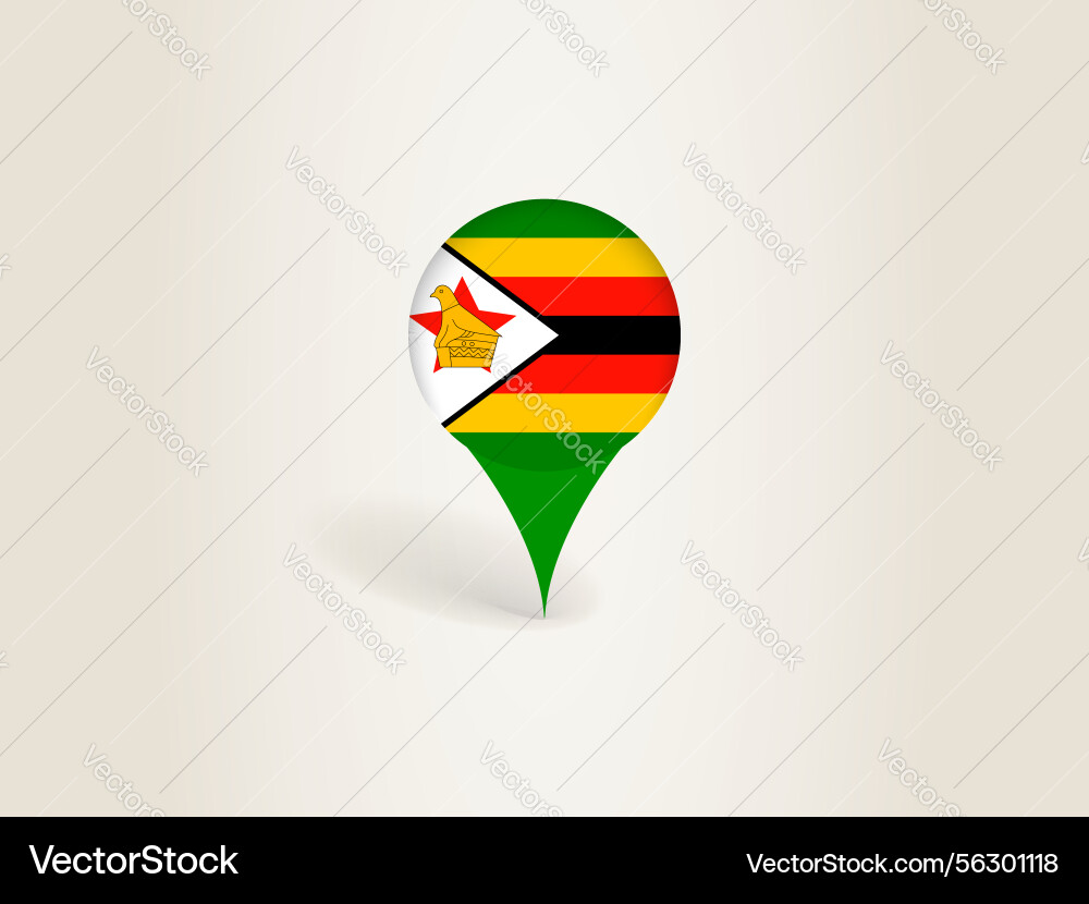 Zimbabwe Flag Pin Icon Royalty Free Vector Image