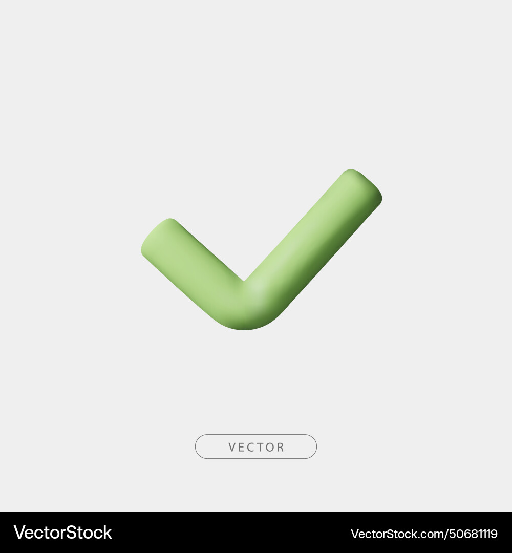 3d green check mark icon Royalty Free Vector Image