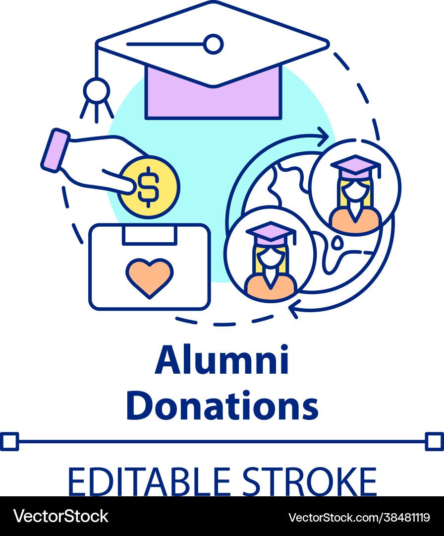 Alumni donations concept icon Royalty Free Vector Image