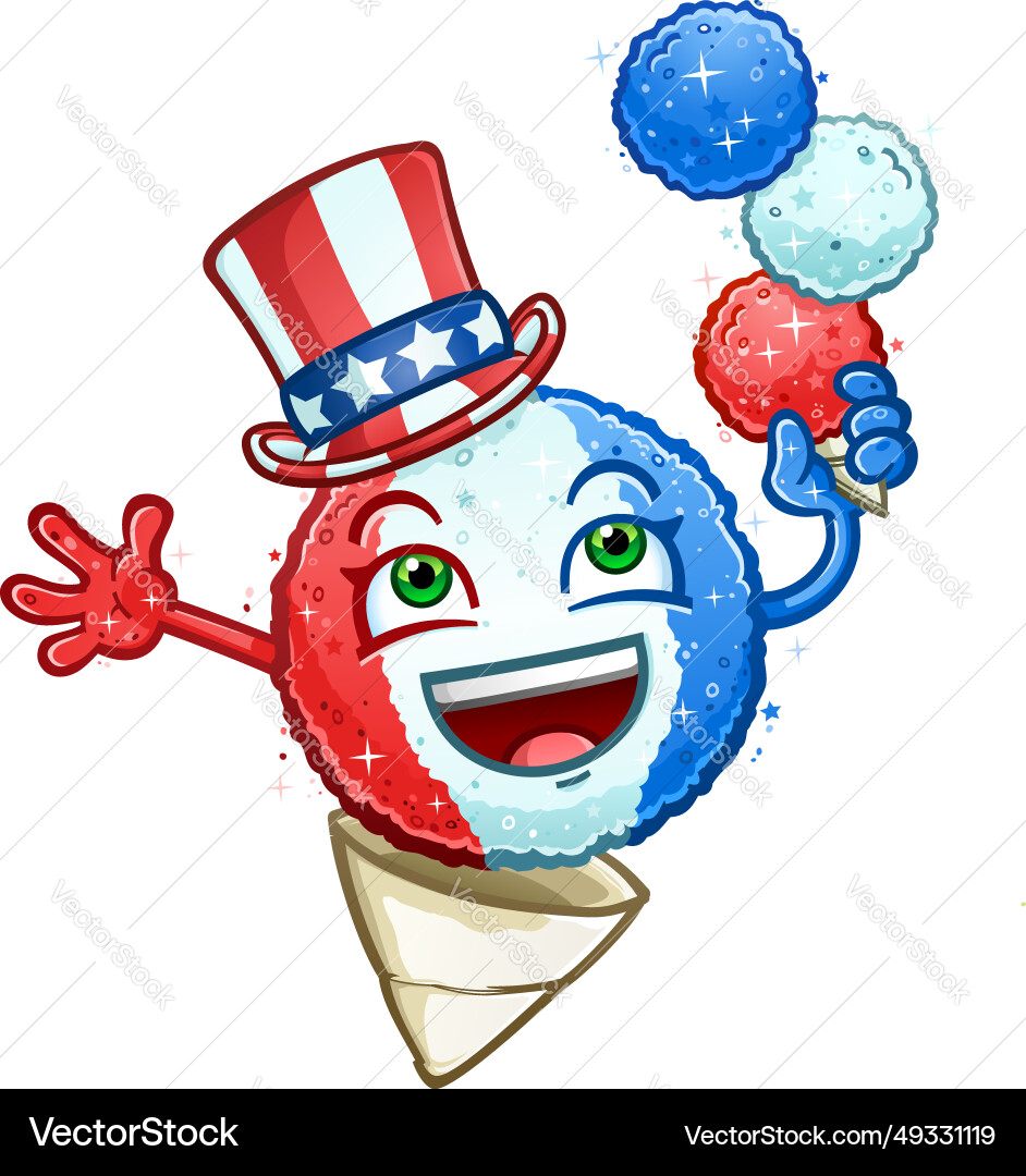 American snow cone wearing an uncle sam hat Vector Image