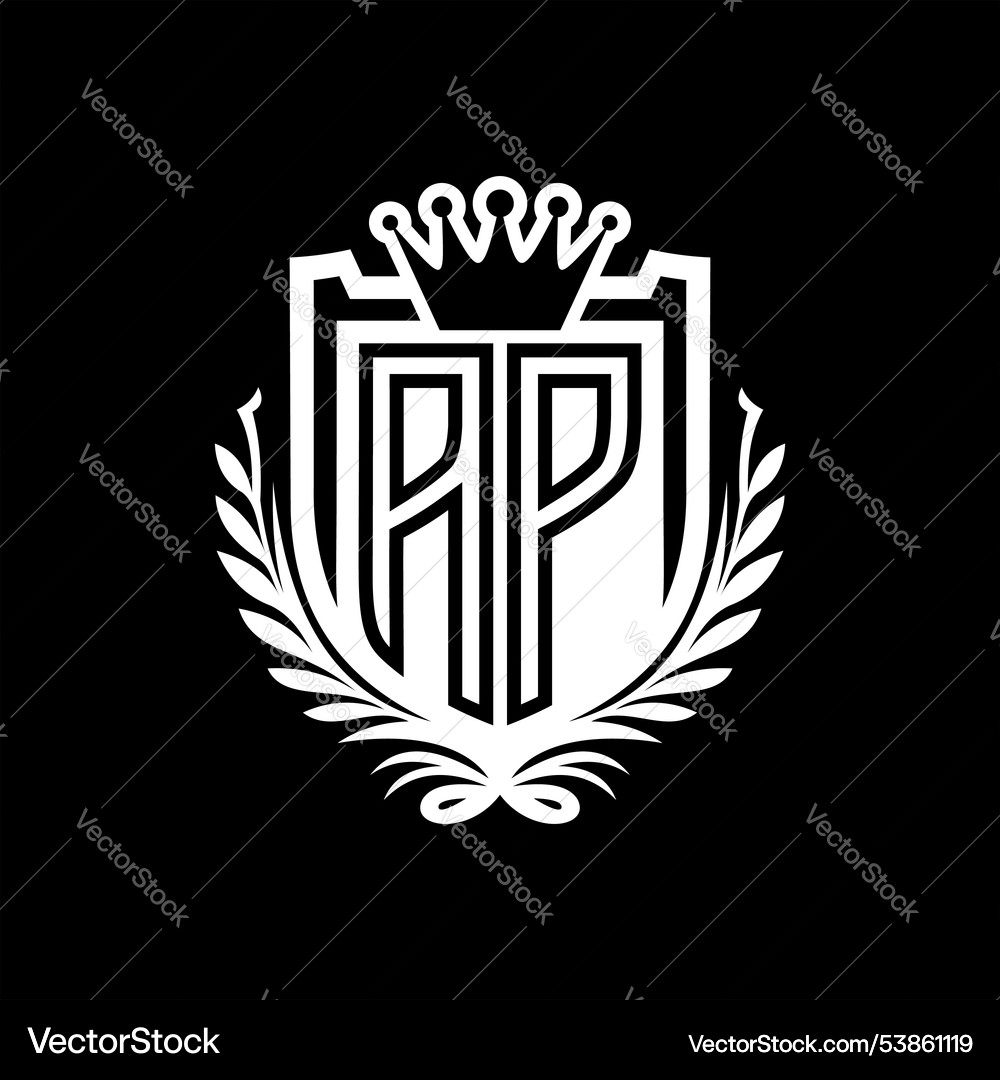 Ap letter logo heraldic shield shape with crown Vector Image