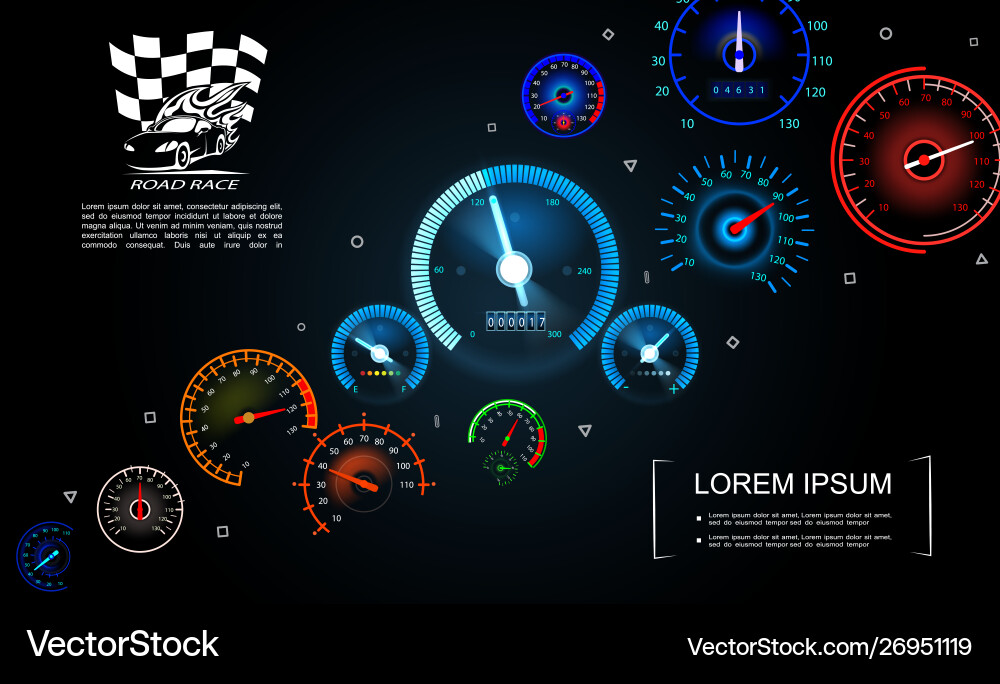 Car dashboard gauges template Royalty Free Vector Image