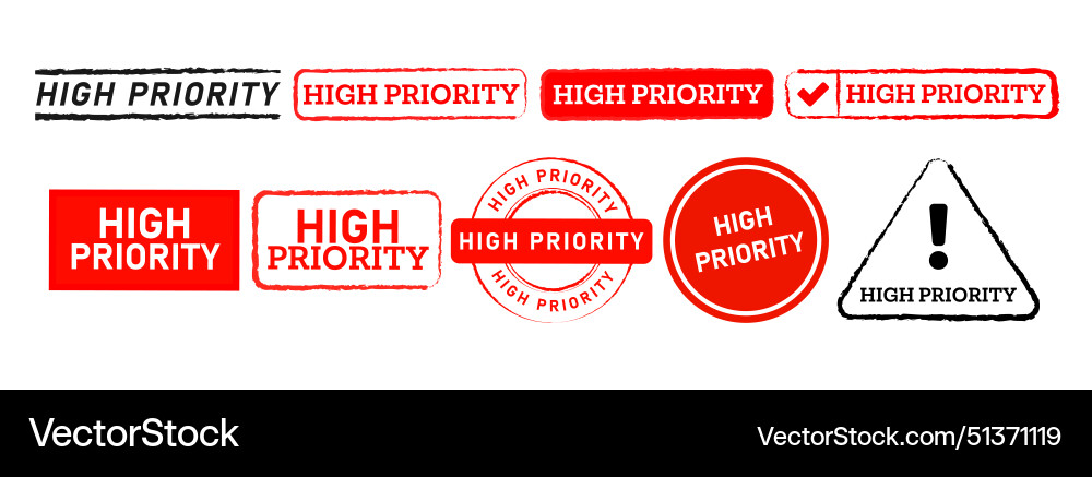 Circle and rubber stamp sign for prioritize Vector Image