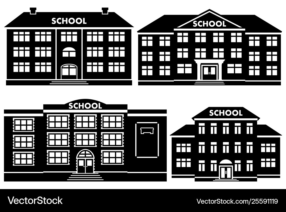 Icon set school buildings Royalty Free Vector Image