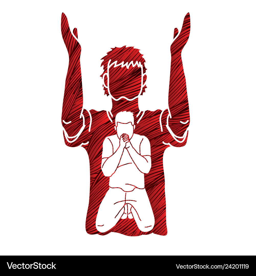 Man prayer praise to the lord Royalty Free Vector Image