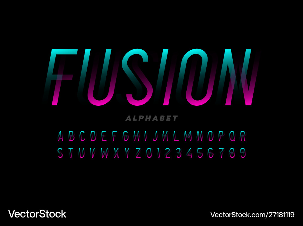 Moderne Schriftart Alphabet Buchstaben und Zahlen Vektorbild