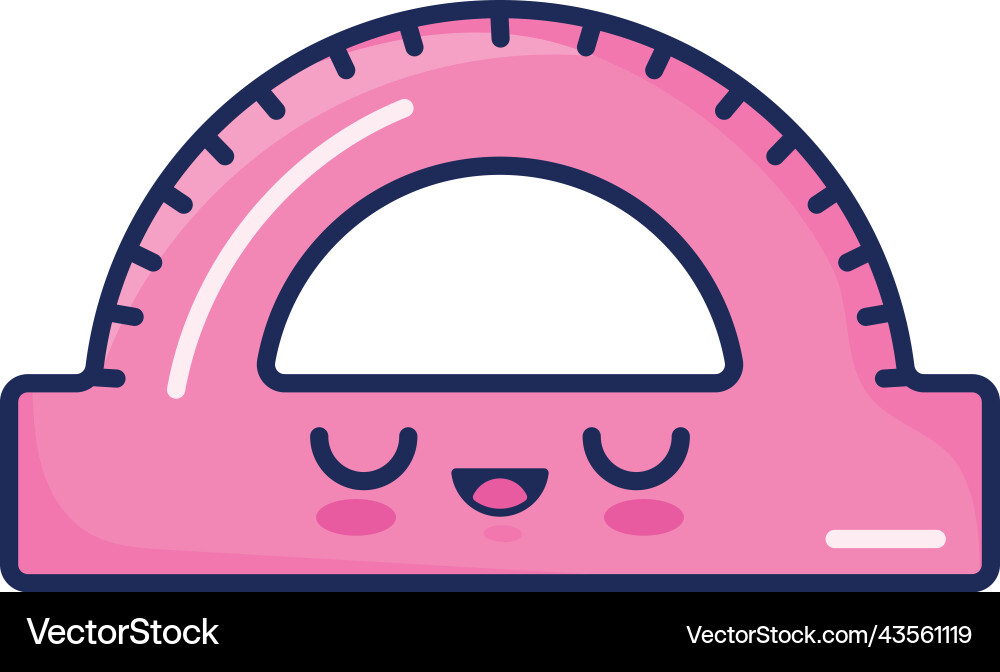Pink protractor kawaii style Royalty Free Vector Image