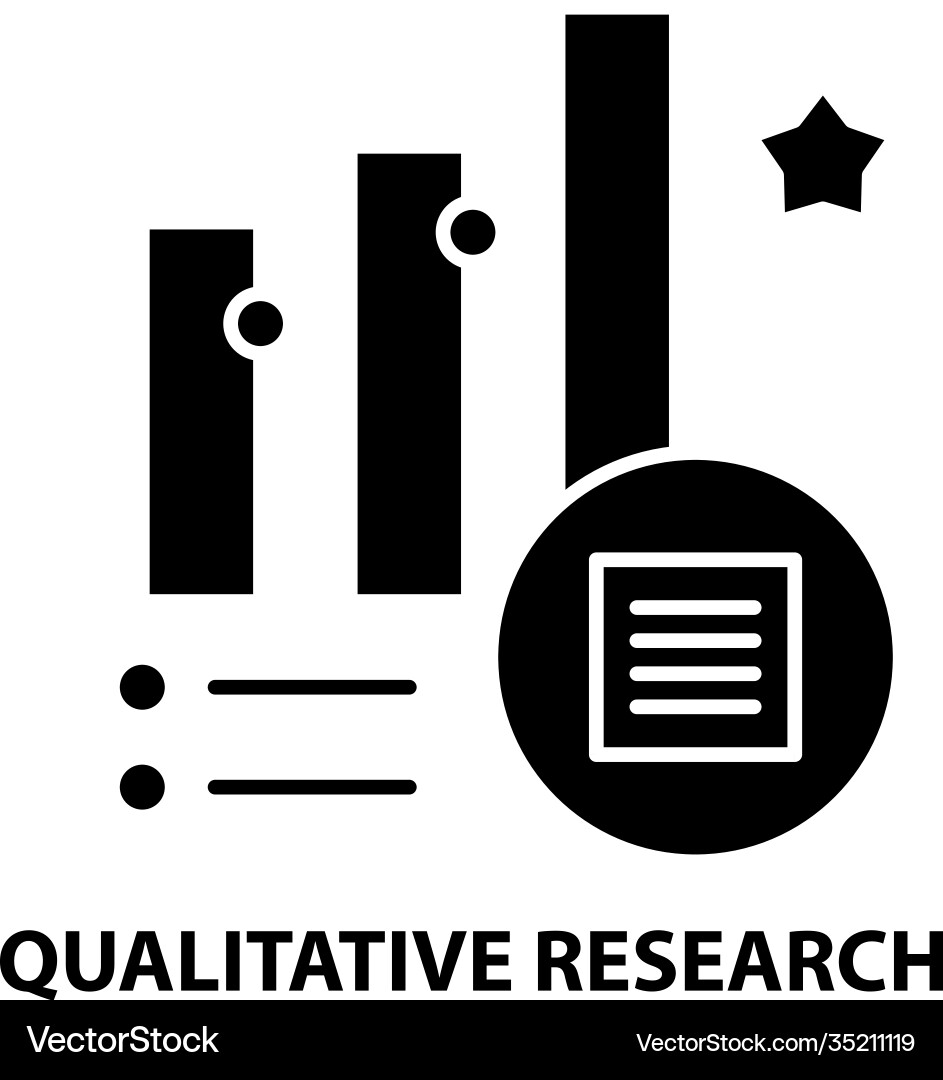 Qualitative research icon black sign Royalty Free Vector