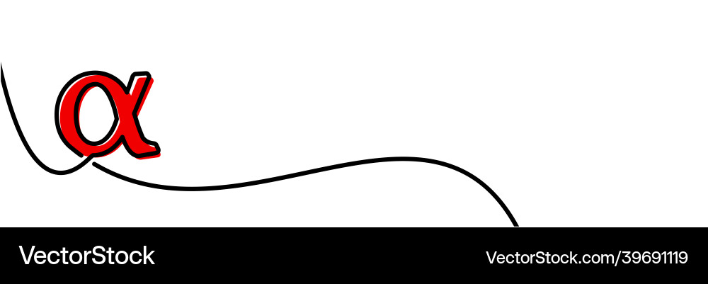 Single line drawn greek alphabet alpha outline Vector Image