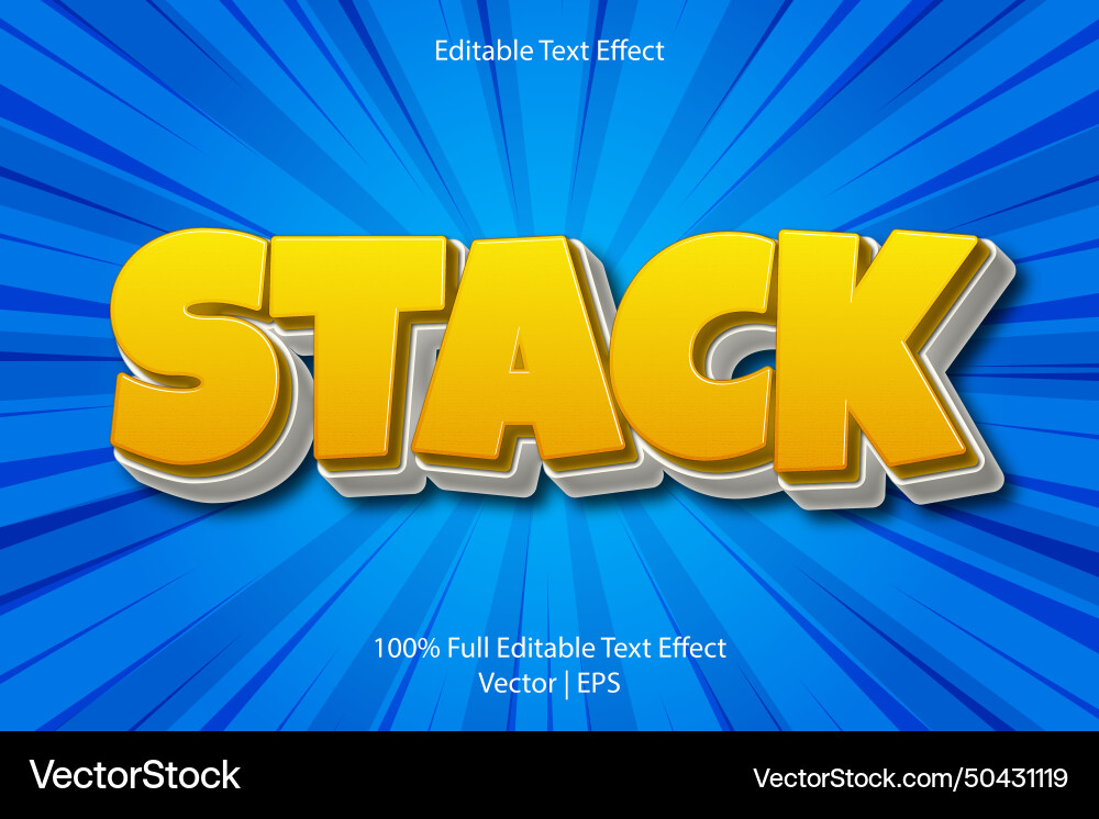 Stack editable text effect comic style Royalty Free Vector