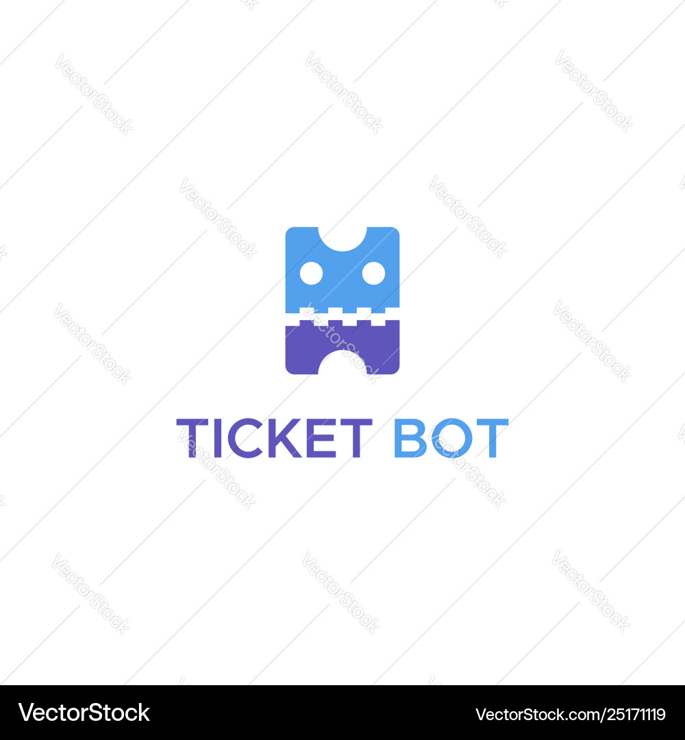 Ticket bot logo Royalty Free Vector Image - VectorStock