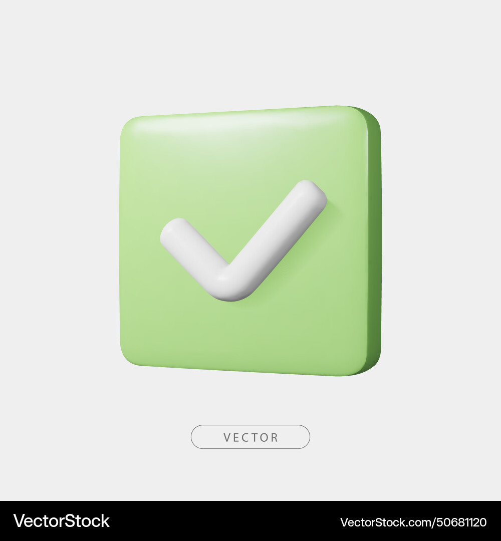 3d green square check button Royalty Free Vector Image