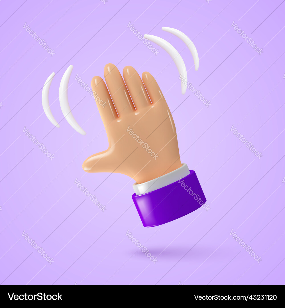 3d hand waving icon Royalty Free Vector Image - VectorStock