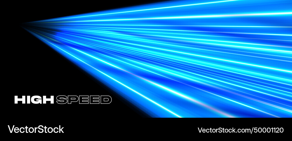 Blue high speed lines on black background fast Vector Image