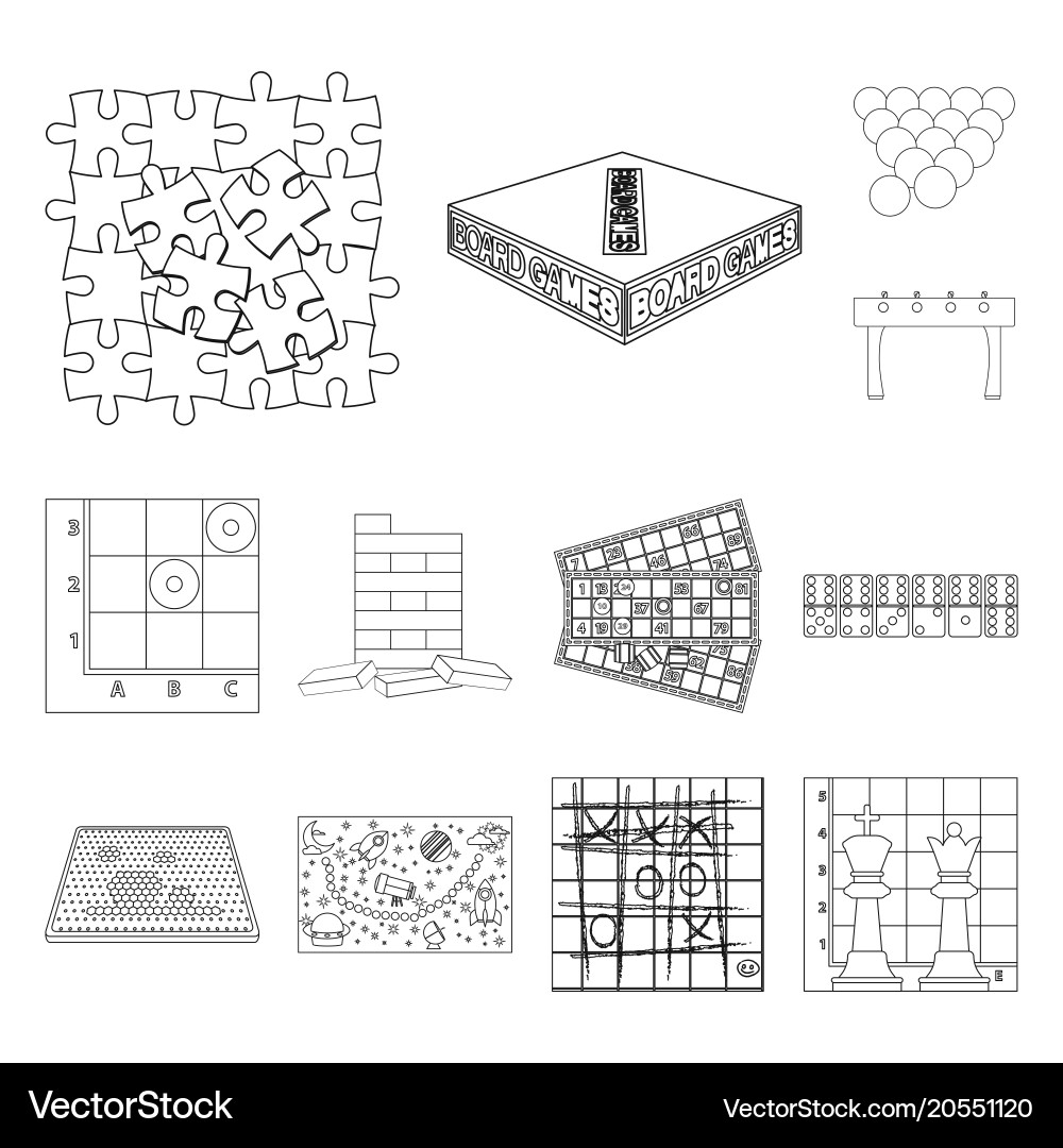 Board game outline icons in set collection Vector Image