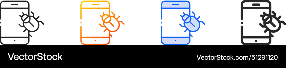 Bug iconthin linear gradient blue stroke and bold Vector Image