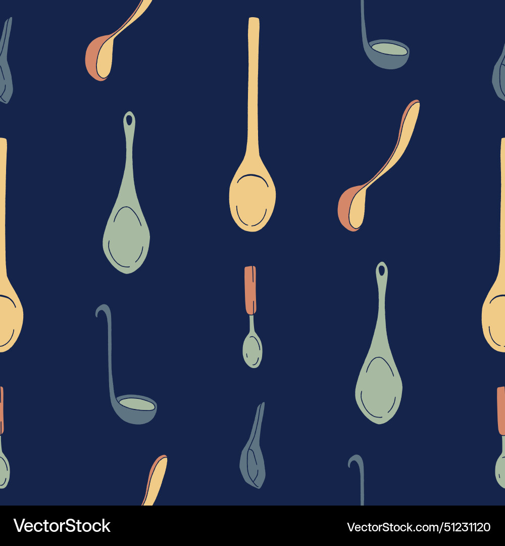 Collection of spoon seamless pattern design Vector Image