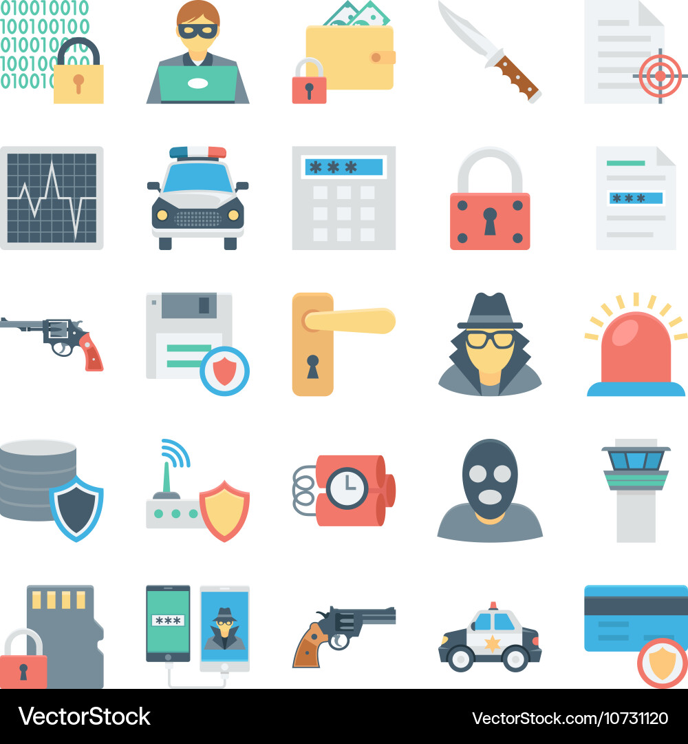 Crime and security icons 3 Royalty Free Vector Image