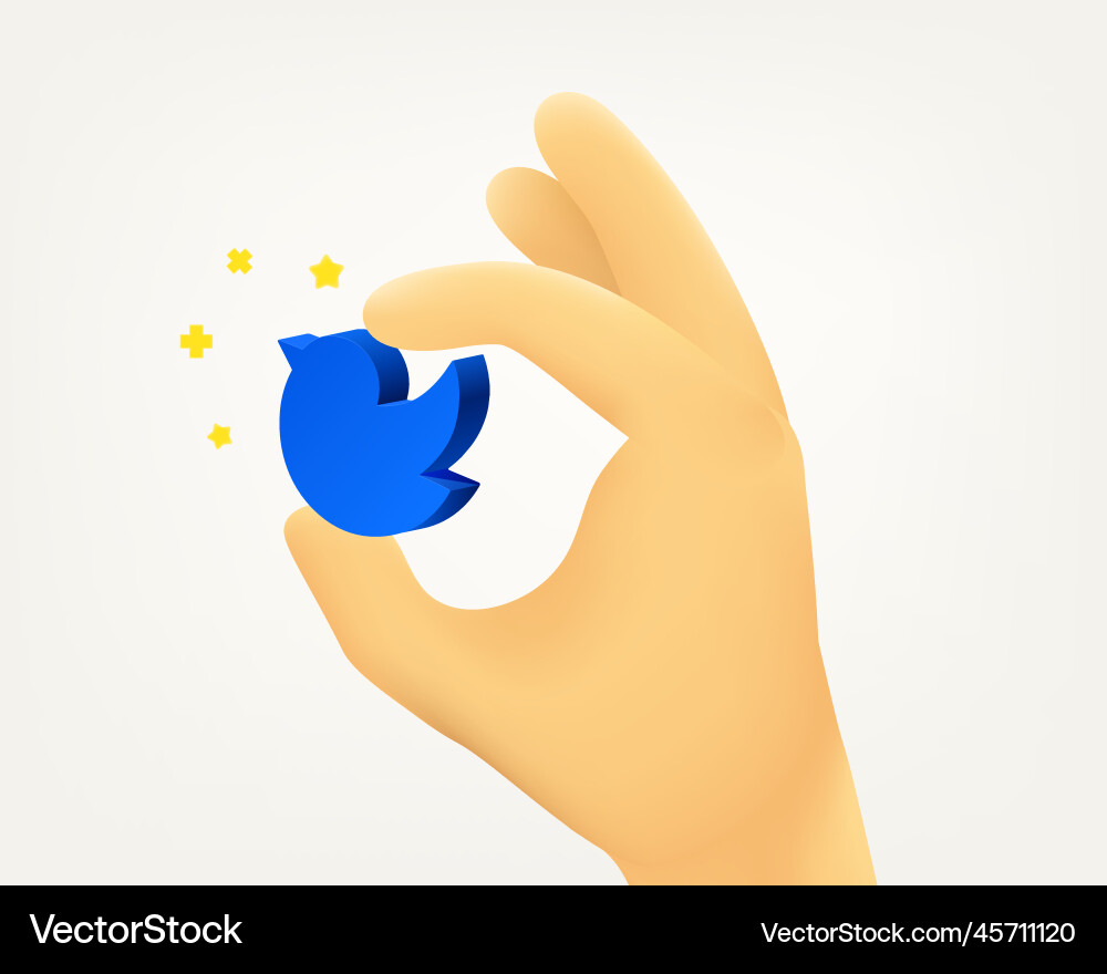 Cute cartoon human hand catching blue bird Vector Image