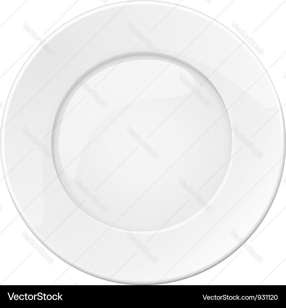 Empty white plate Royalty Free Vector Image - VectorStock