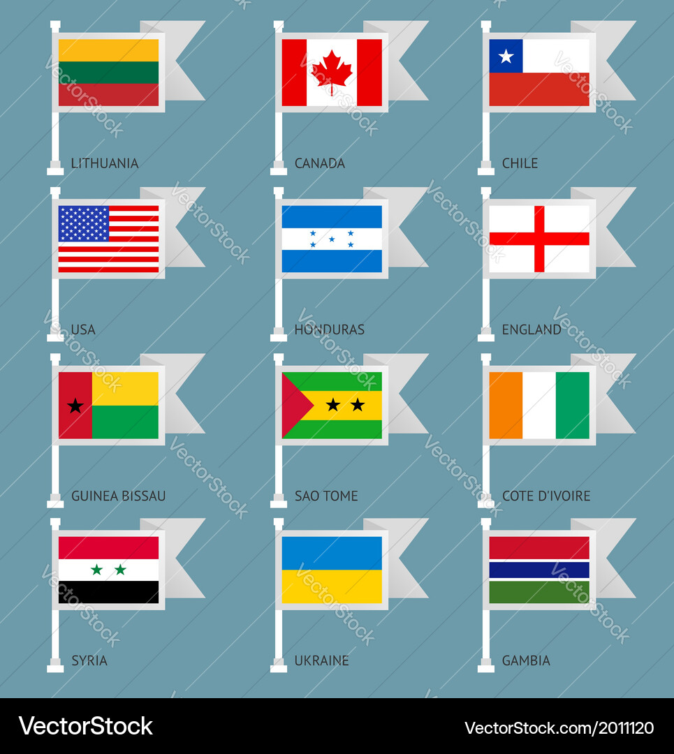 Flags set four-01 Royalty Free Vector Image - VectorStock