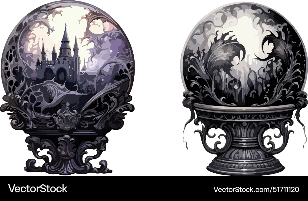 Gothic crystal ball clipart isolated Royalty Free Vector