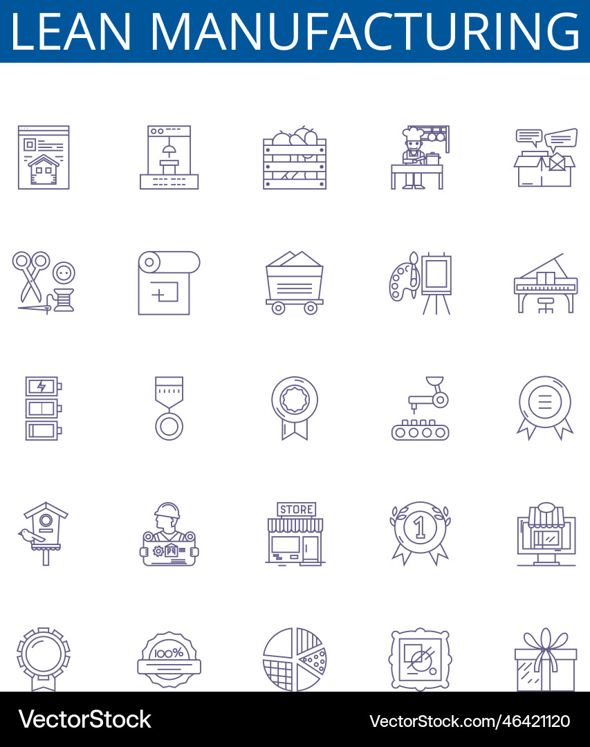 Lean manufacturing line icons signs set design Vector Image