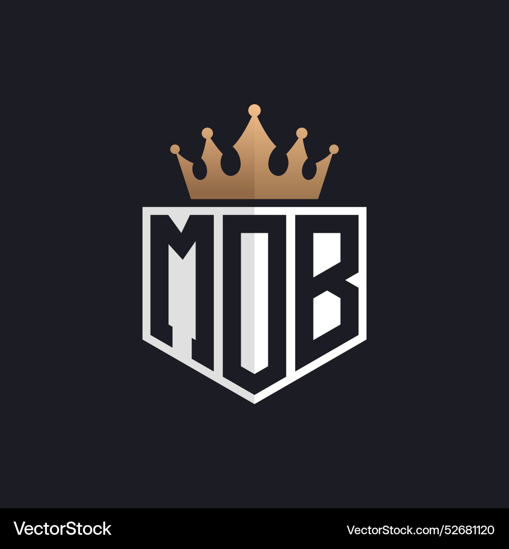 Luxury mob logo with crown elegant initials Vector Image