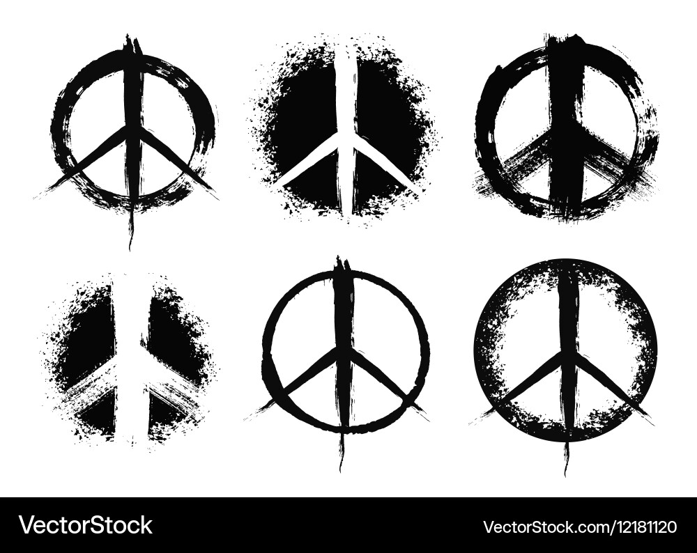Pacifist peace symbols set painted Royalty Free Vector Image
