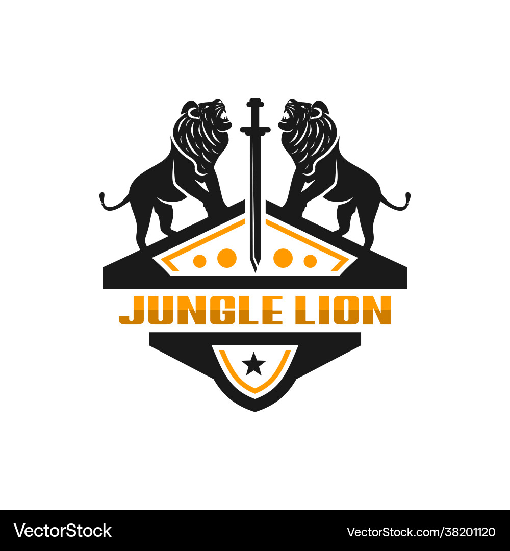Premium Vector Two King Lion Logo