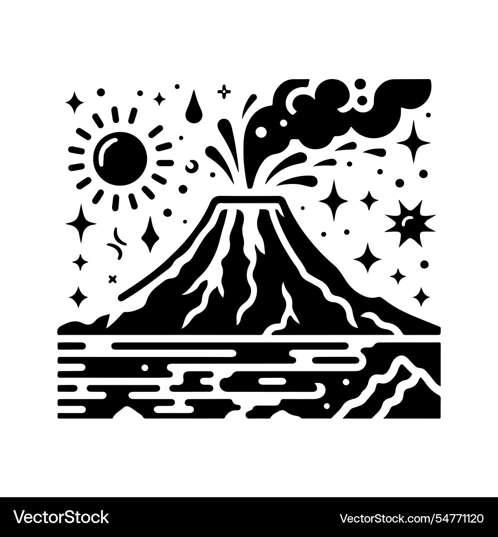 Volcano silhouette perfect for print digital Vector Image