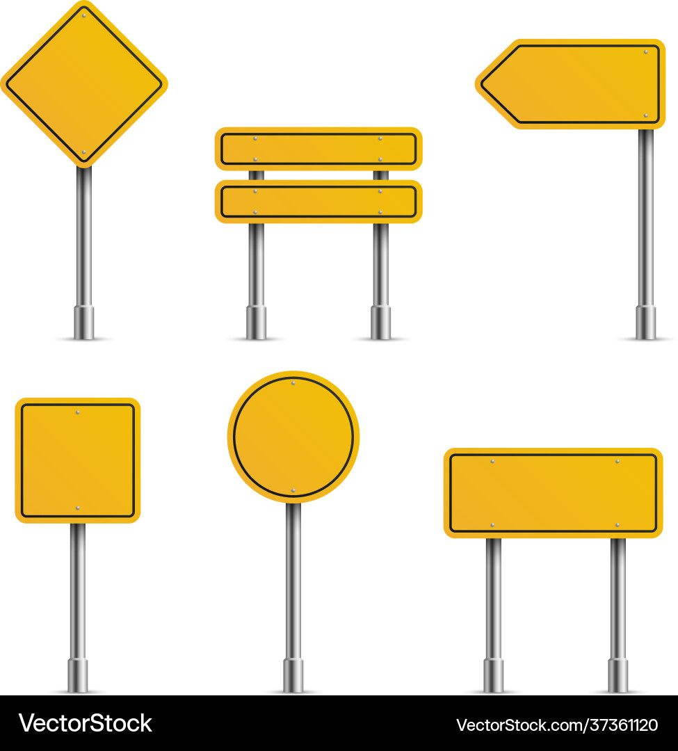 Yellow road signs empty traffic highway speed Vector Image