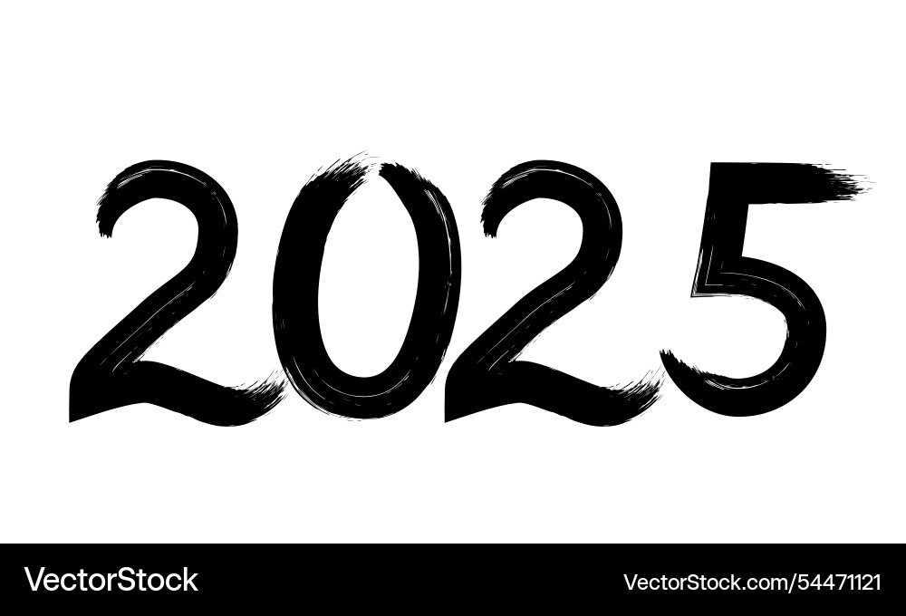 2025 hand written numbers with brush calligraphy Vector Image
