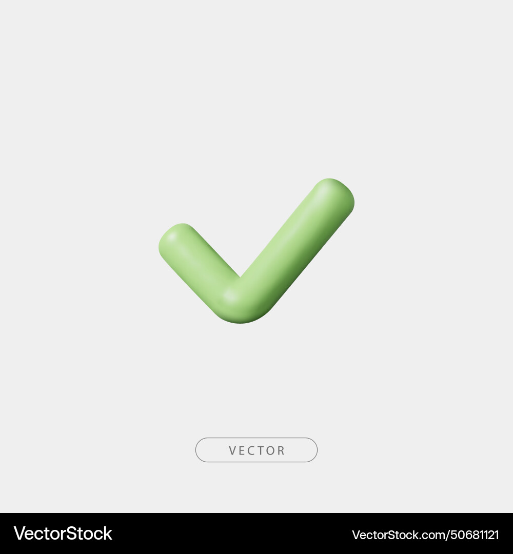 3d green checkmark icon Royalty Free Vector Image