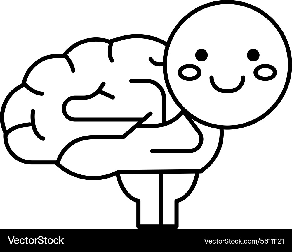 A cartoon brain with a smiley face Royalty Free Vector Image