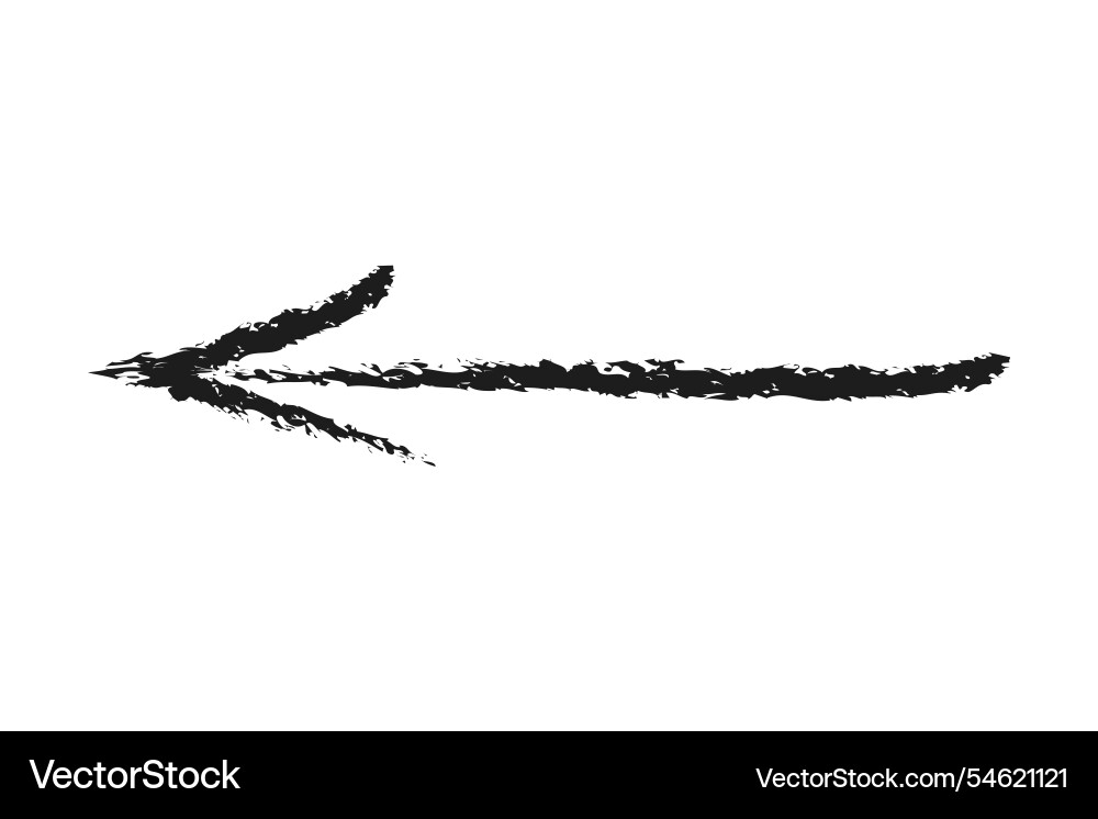 A simple left arrow hand drawn charcoal Royalty Free Vector