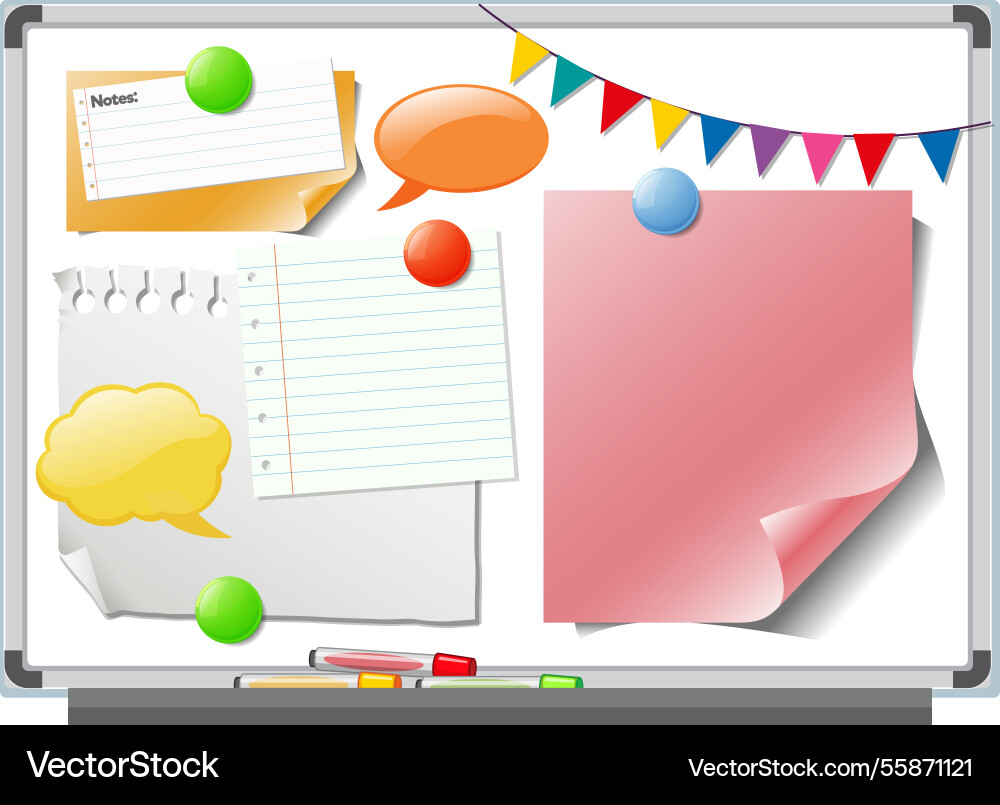 A vibrant board with notes and decorations Vector Image