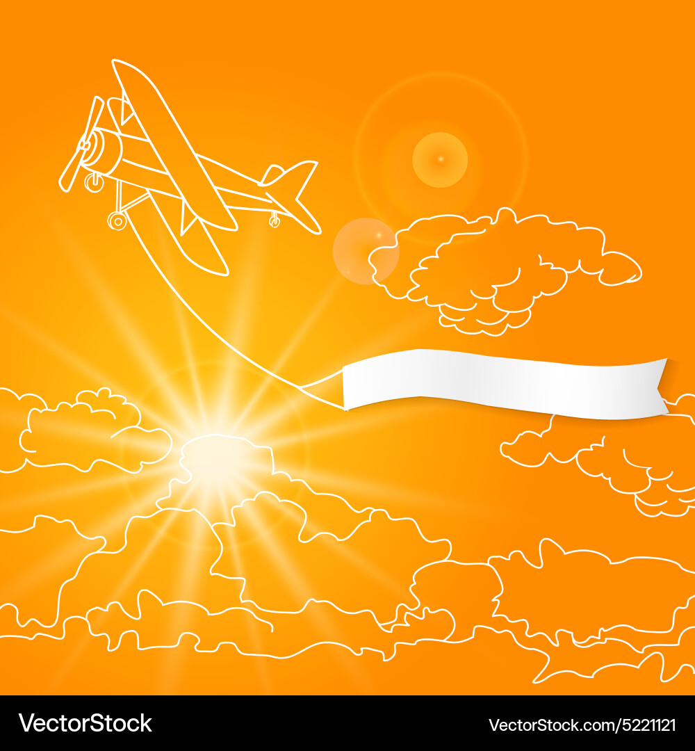 Airplane with blank banner flying in the sunny Vector Image
