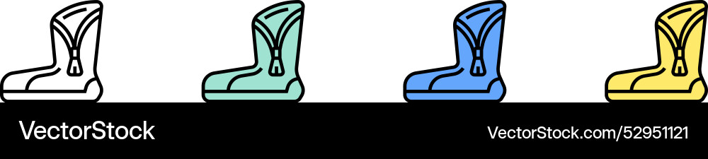 Boots icon outline green blue and yellow style Vector Image